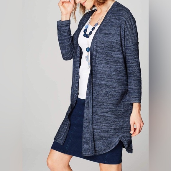 J. Jill | Sweaters | Jjill Purejill Blue Cotton Poly Linen Blend Open ...
